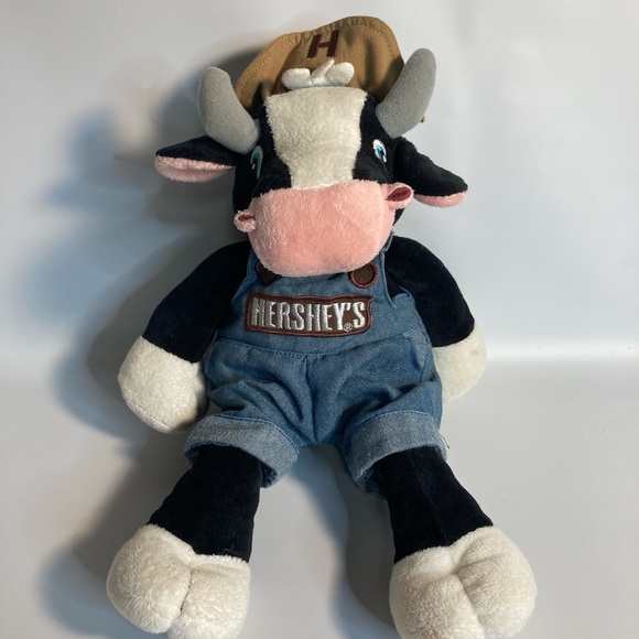 hershey | Toys | Hersheys Chocolate Mascot Cow Plush Overalls Chocolate ...